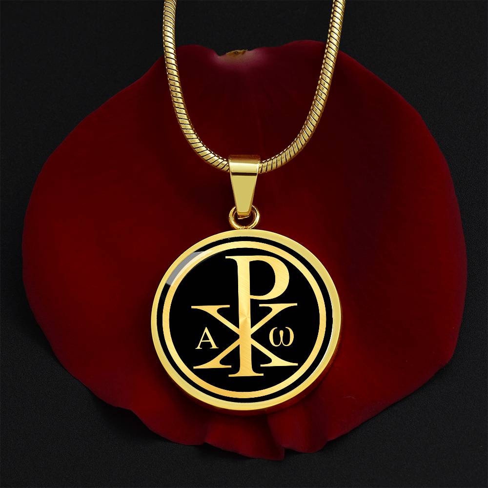 Chi Rho Necklace, Alpha Omega Cross Necklace, Christogram Chrismon ...