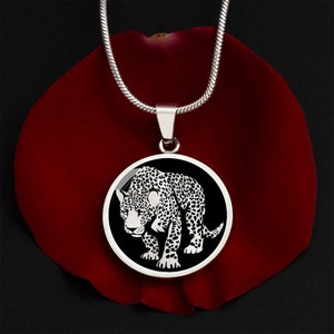 Personalized Leopard Necklace, Leopard Gift, Jaguar Necklace, Leopard ...