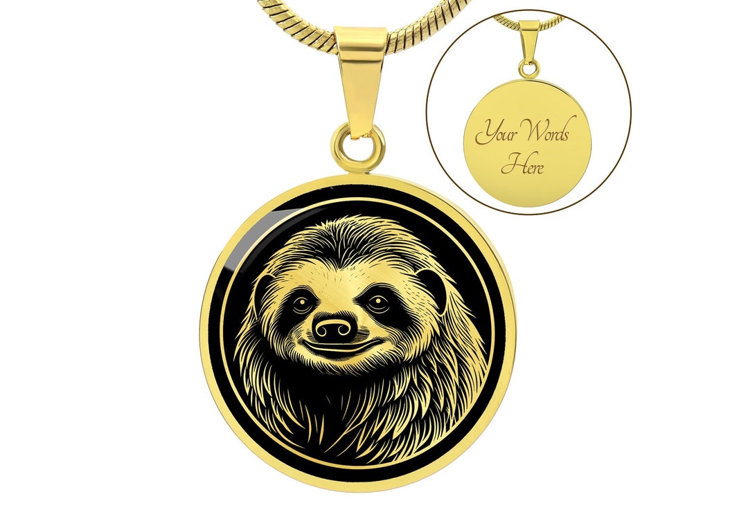 Personalized Sloth Necklace, Sloth Gift, Sloth Pendant, Sloth Jewelry ...