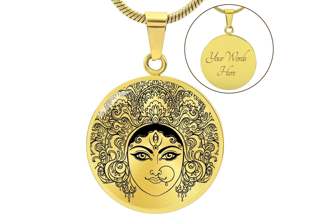 Durga Necklace, Hindu Goddess of Strength & War, Durga Pendant, Hindu ...