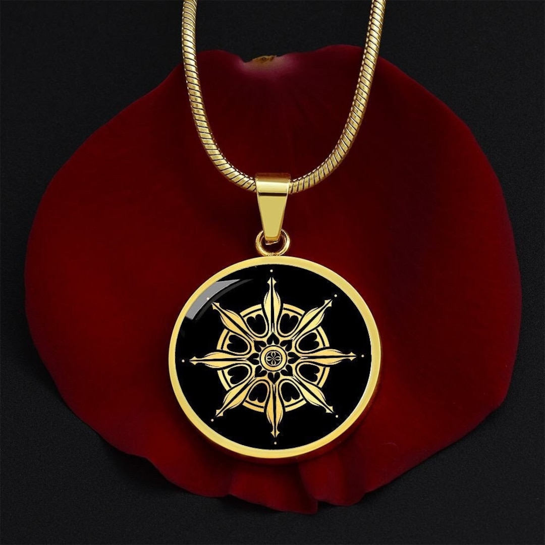 Dharma Wheel Necklace, Wheel of Samsara, Buddha Wheel Symbol ...