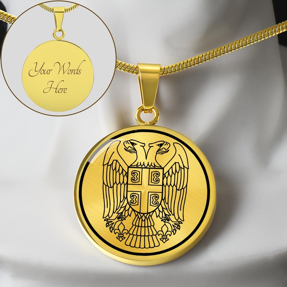 Personalized Serbia Emblem Necklace, Serbia Gift, Serbia Coat of Arms ...