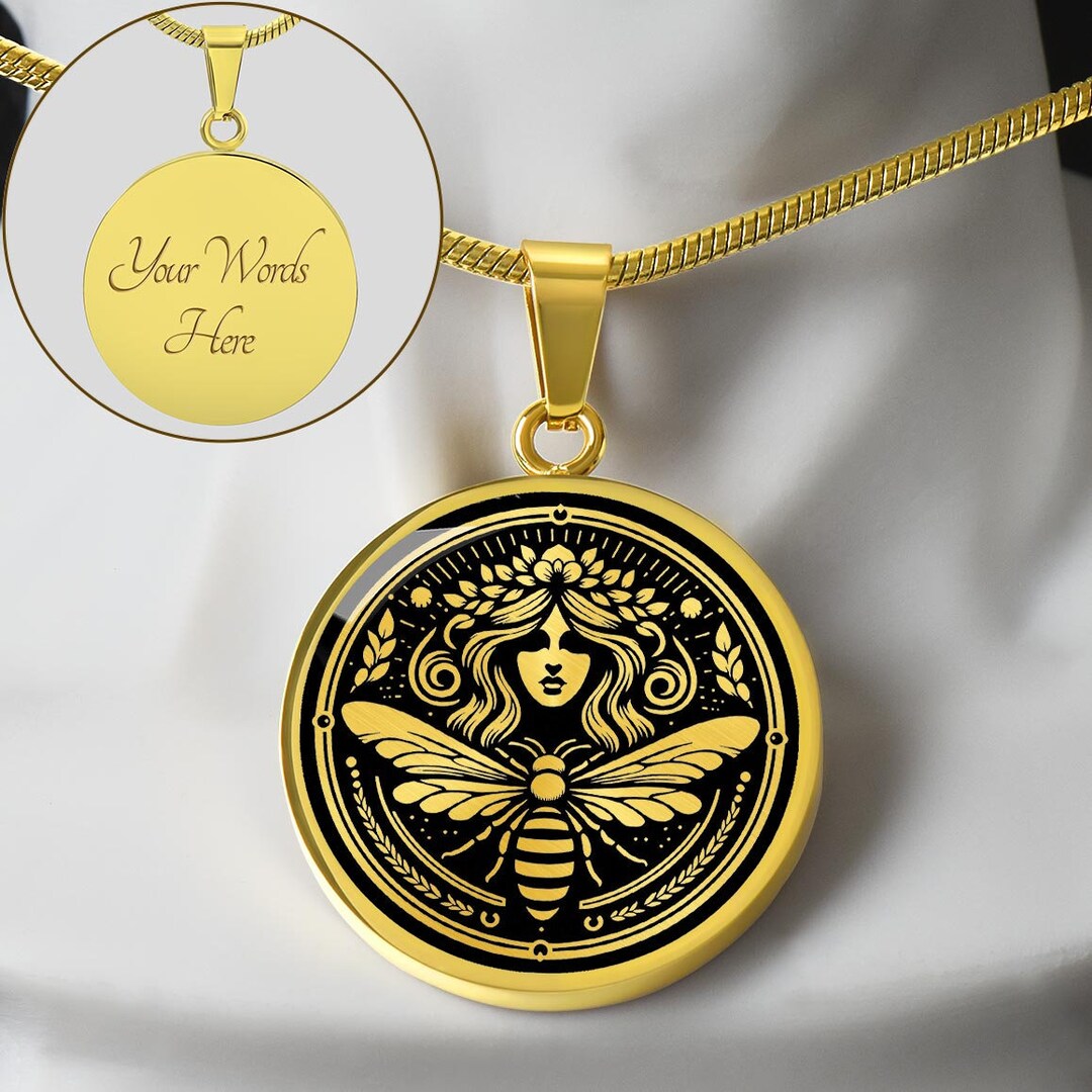 Personalized Melissa Necklace, Sacred Bee Goddess, Melissae Pendant ...