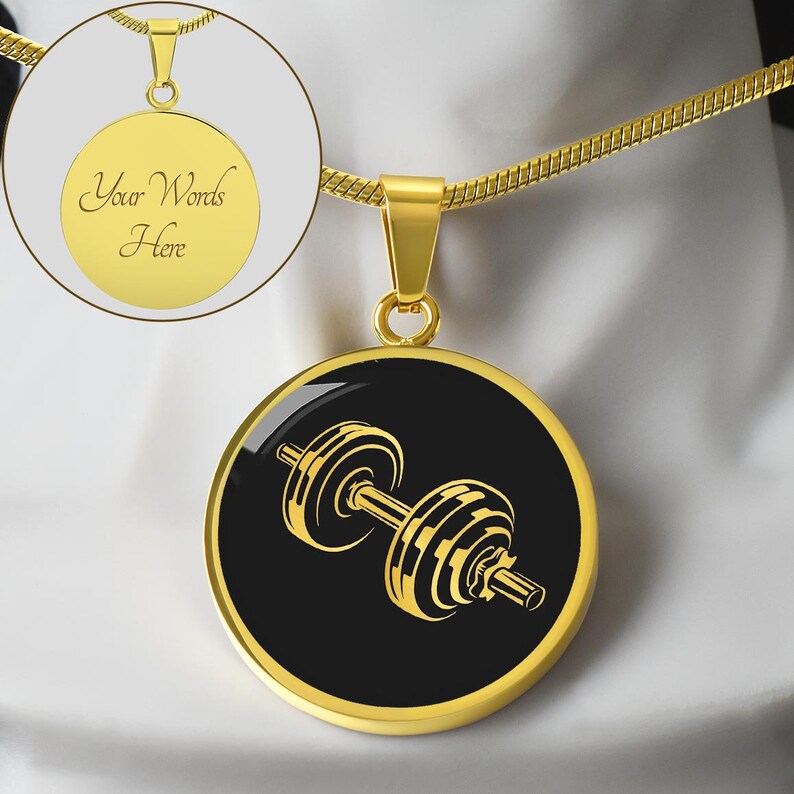 Personalized Dumbell Necklace, Dumbell Pendant, Dumbell Jewelry ...