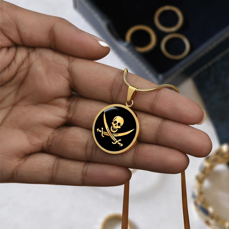 Calico Jack Rackham Pirate Flag Necklace, Jolly Roger Necklace ...