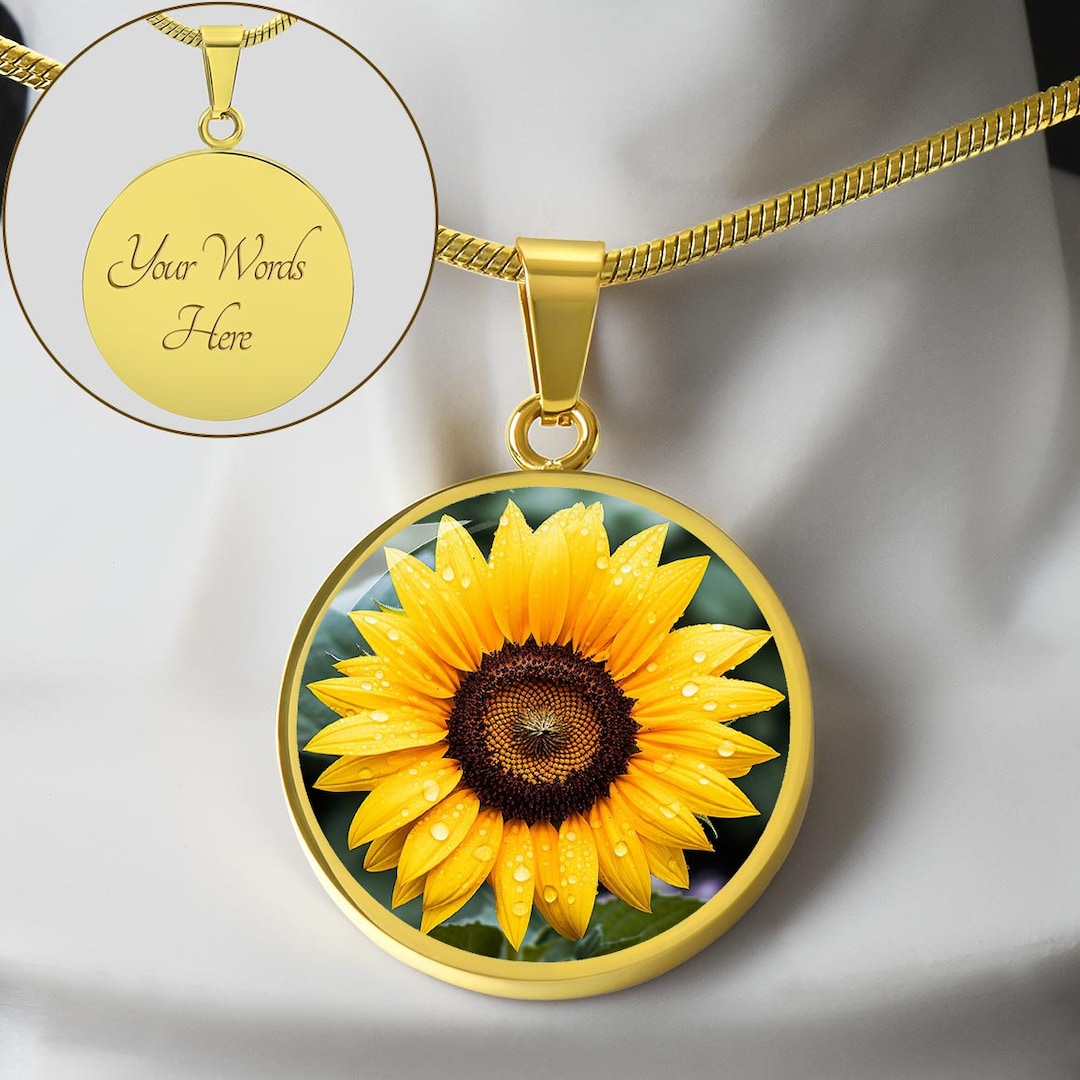 Personalized Sunflower Necklace, Sunflower Pendant, Sunflower Gift for ...