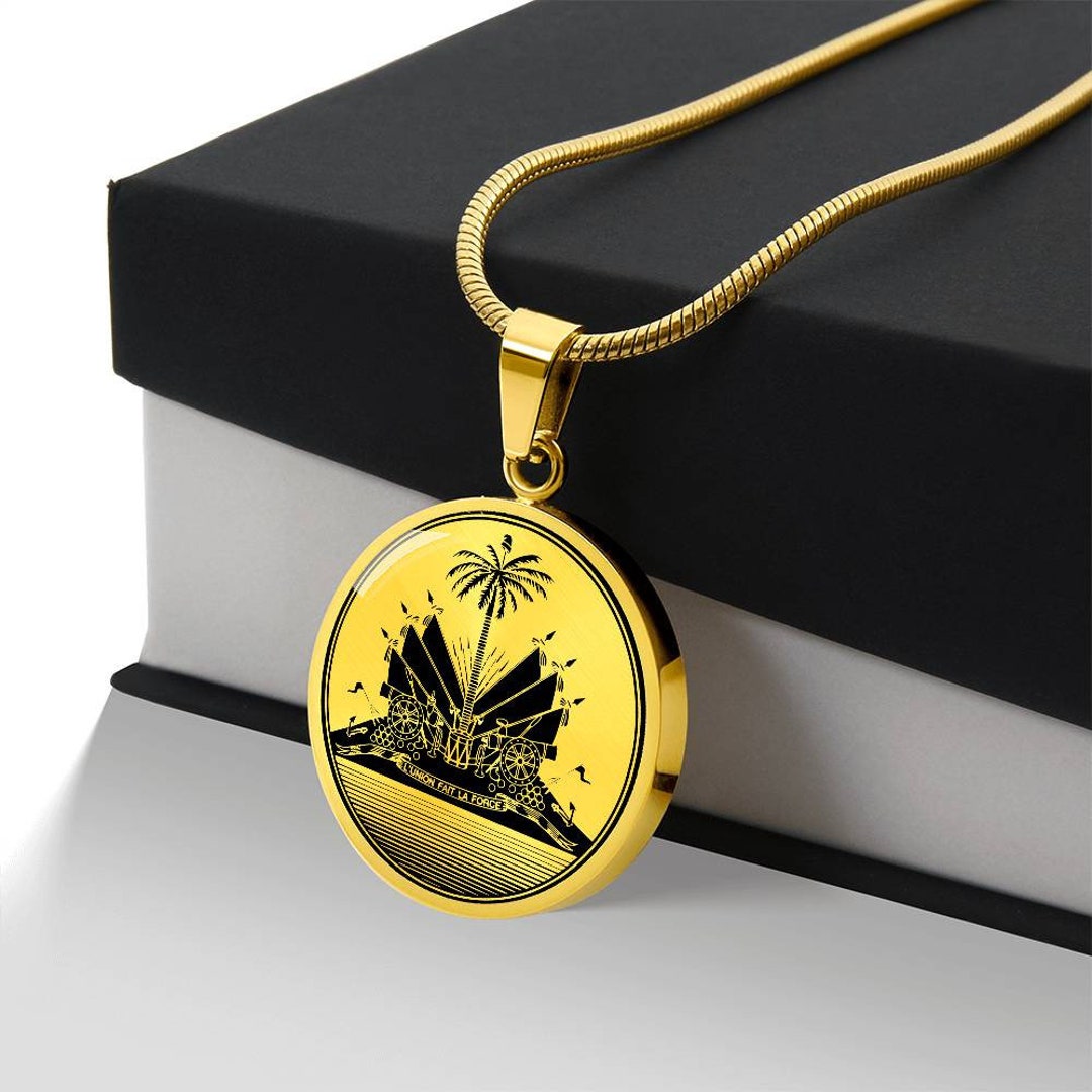 Personalized Haiti Emblem Necklace, Haiti Gift, Haiti Coat of Arms ...