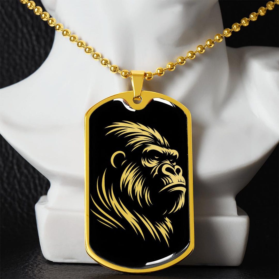 Personalized Gorilla Necklace, Gorilla Jewelry, Gorilla Pendant ...