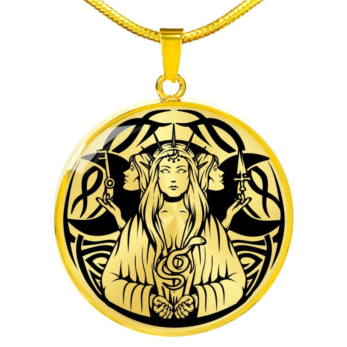 Hecate Necklace, Hekate Necklace, Triple Goddess Necklace, Moon Goddess ...