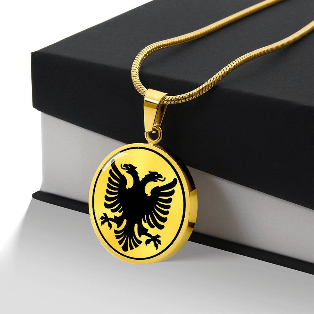Personalized Albania Emblem Necklace, Albania Gift, Albania Coat of ...