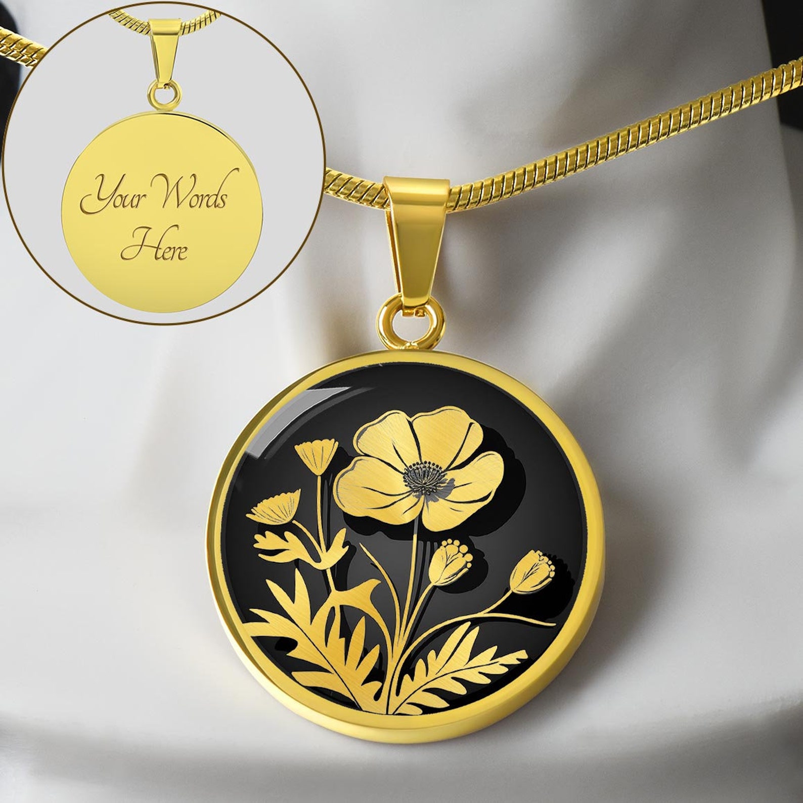 Personalized Buttercup Necklace, Buttercup Gift for Women, Flower ...