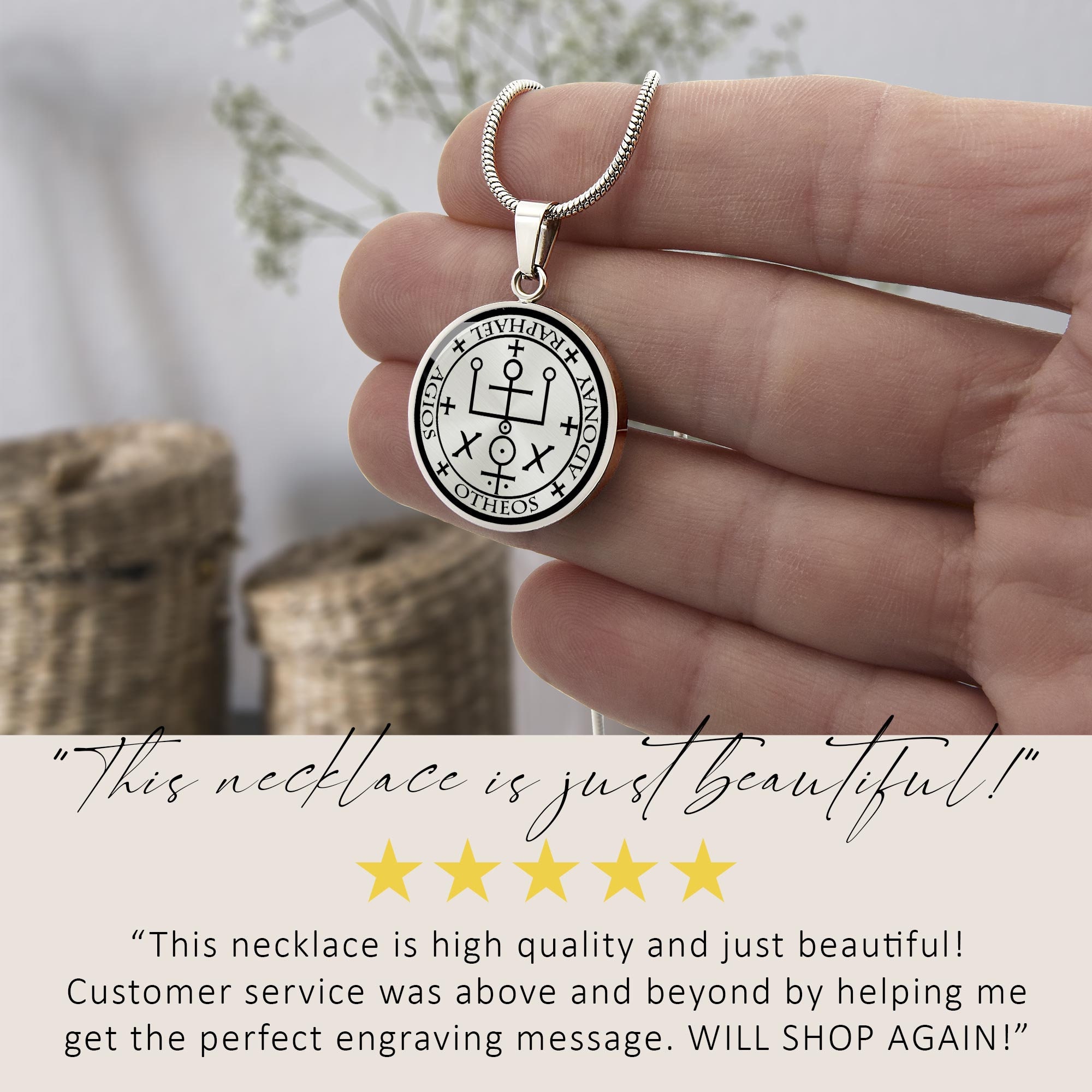 Sigil of Archangel Raphael Necklace, God Heals, Seal of Raphael Pendant ...