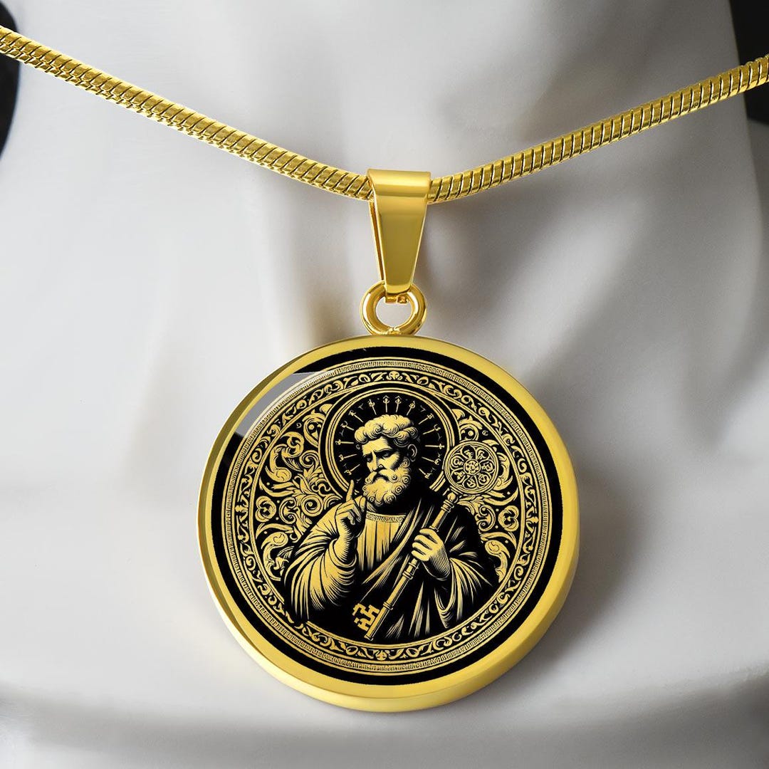 Saint Peter Necklace, St Peter Medal, Patron of Fishermen, Locksmiths ...