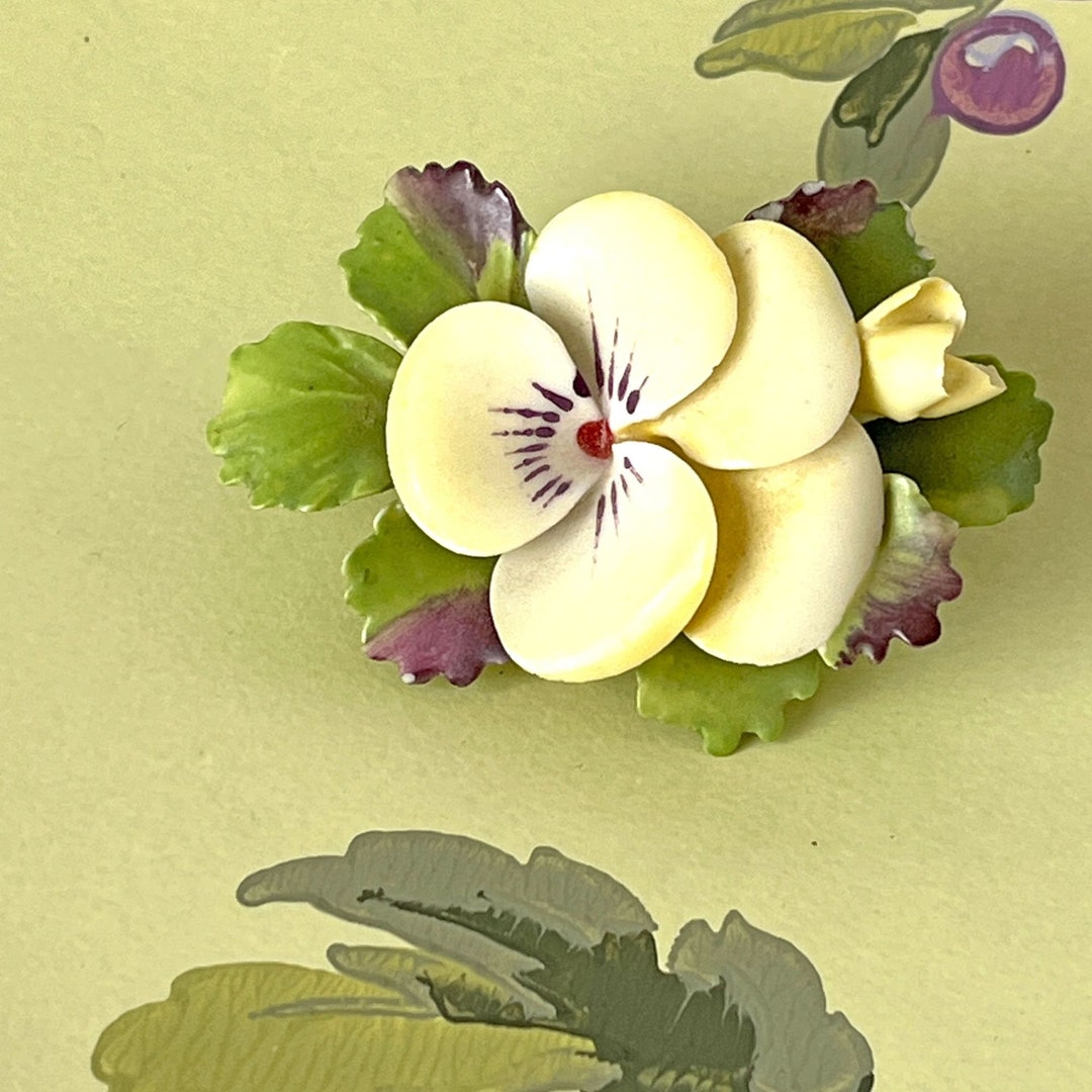 Cara China Staffordshire Pansy Flower Brooch Pin - Etsy