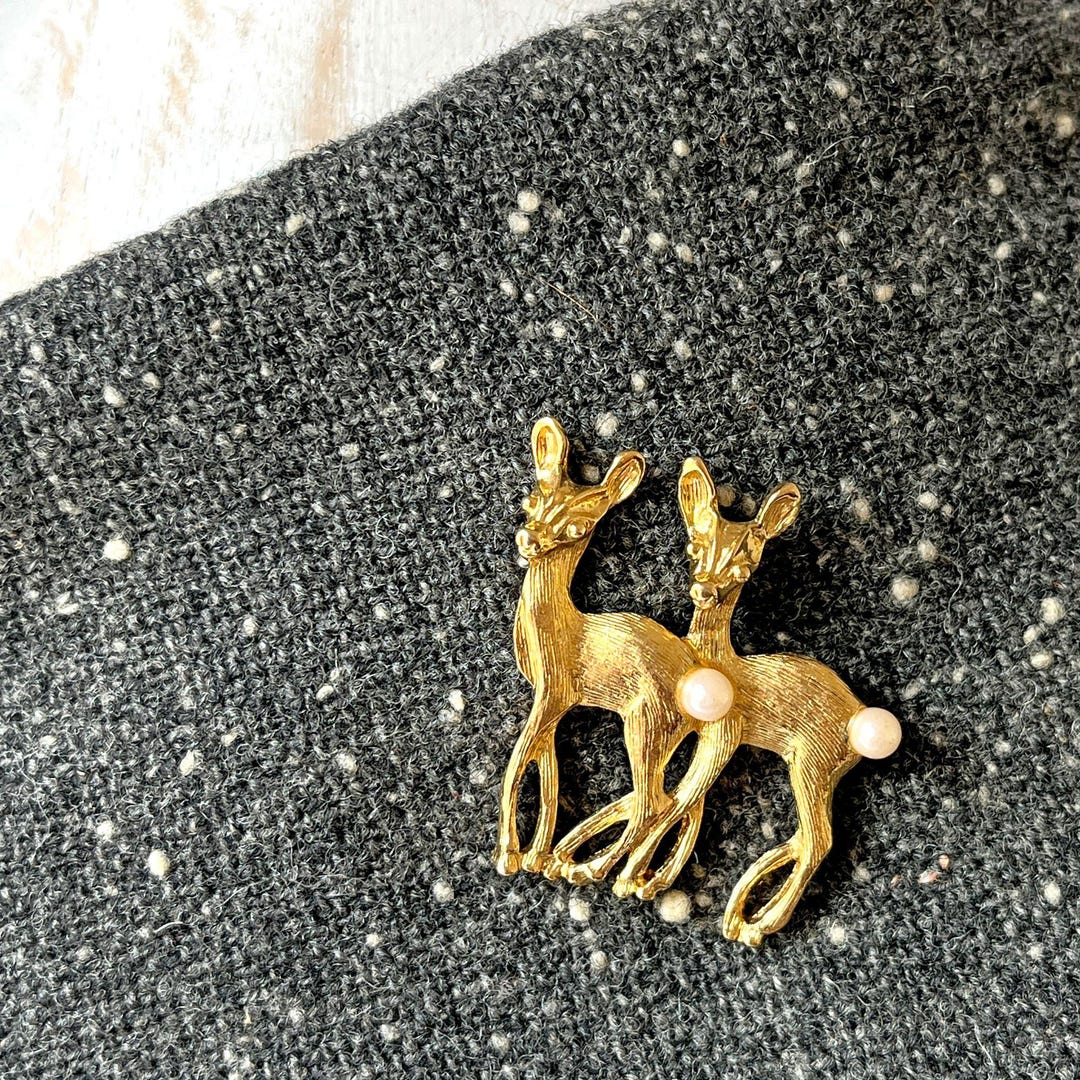 Twin Cottontail Deer Retro Brooch Pin Vintage Avon Unisex Lapel Tack - Etsy