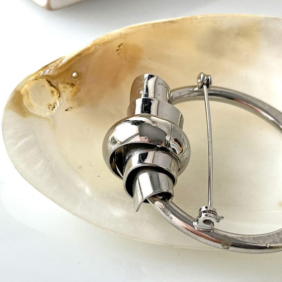 Unusual Vintage Machine Age Art Deco Chrome Brooch Pi… - Gem