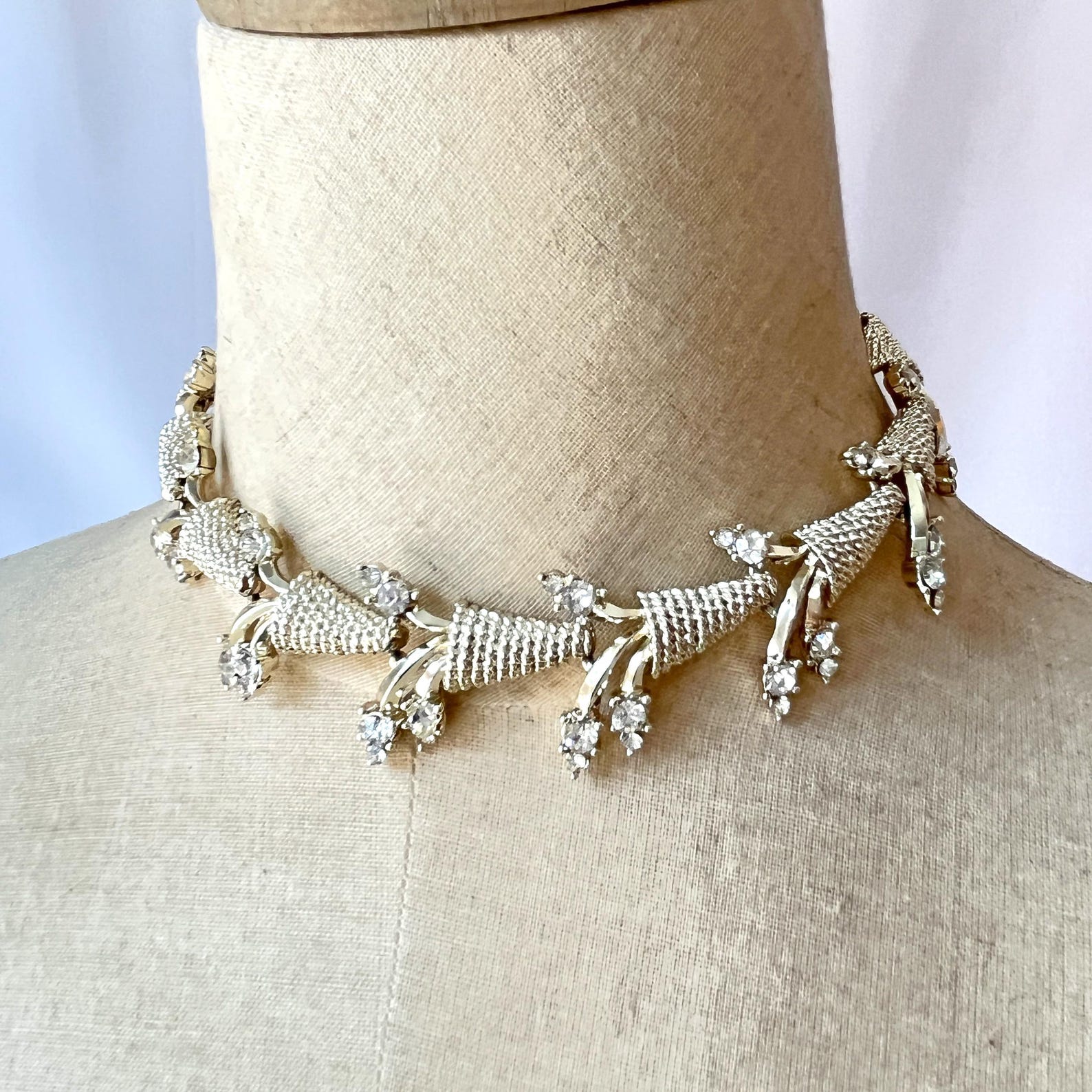 Vintage Party Cocktails Collar Choker Necklace 1950s 1960s Gold Tone ...