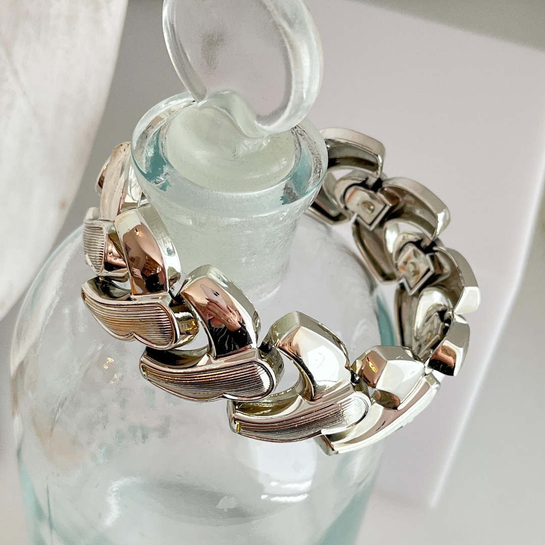 Vintage Extra Chunky Two Texture Silver Tone 1980s Bracelet - Etsy
