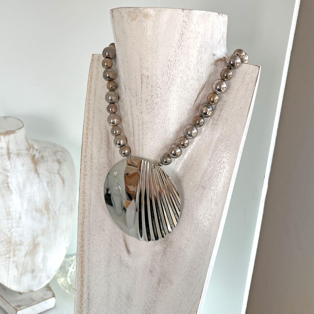 Vintage Postmodern Unusual Karla Jordan Statement Silver Tone Necklace ...