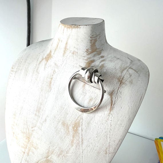 Unusual Vintage Machine Age Art Deco Chrome Brooch Pi… - Gem