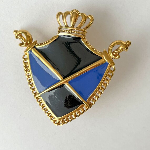Vintage Monet Large Regal Sword Crown Shield Brooch P… - Gem