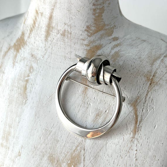 Unusual Vintage Machine Age Art Deco Chrome Brooch Pi… - Gem