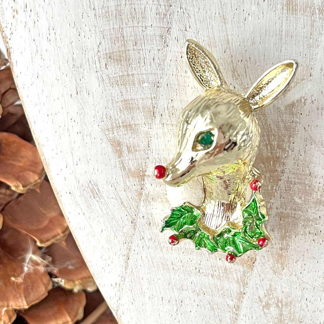 Vintage Gerrys Rudolph the Red Nosed Reindeer Brooch Pin - Etsy