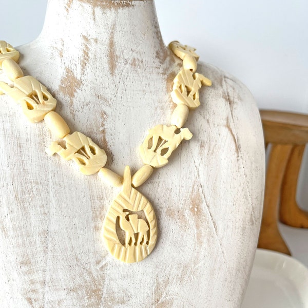 Faux Ivory Necklace - Etsy