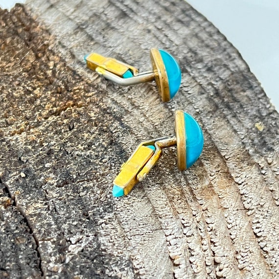 Pretty Swank Blue Aqua 1930s Glass Cufflinks - Gem