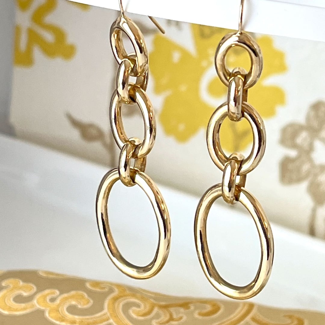 Vintage 60s RLL Ralph Lauren Chain Dangle Pierced Earrings - Etsy