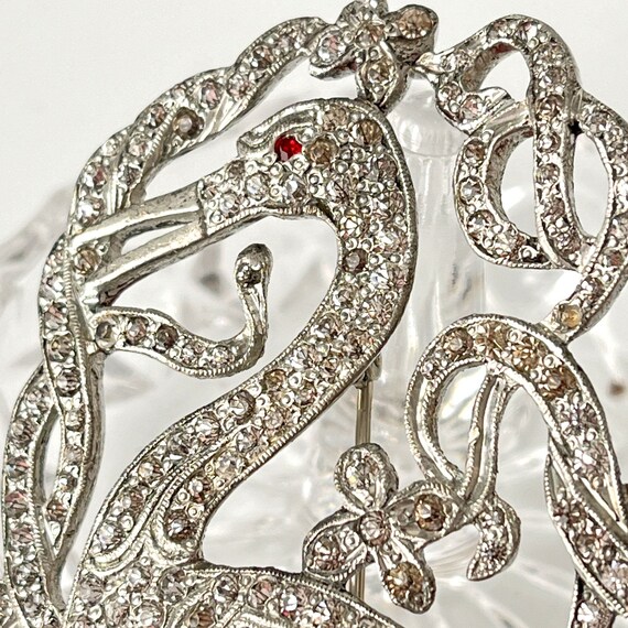 Vintage HUGE 1940s Bird Stork Flamingo Rhinestone Ope… - Gem