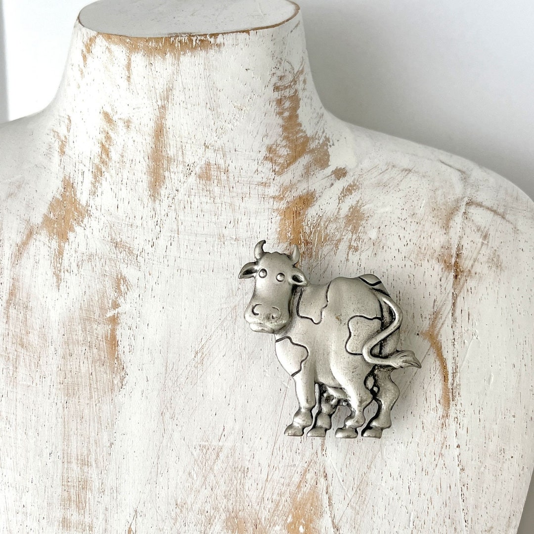 Funny Vintage Cow Brooch 1980s JJ Jonette Pewter - Etsy