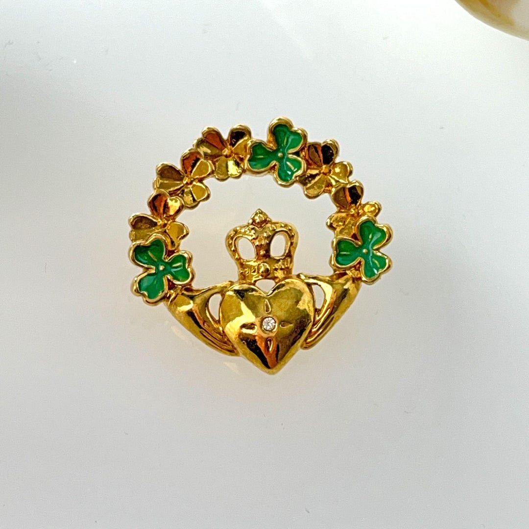 Vintage Claddagh Pin Brooch Irish Friendship Loyalty Love Hands Heart ...