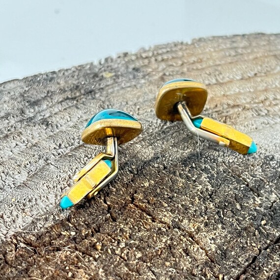 Pretty Swank Blue Aqua 1930s Glass Cufflinks - Gem