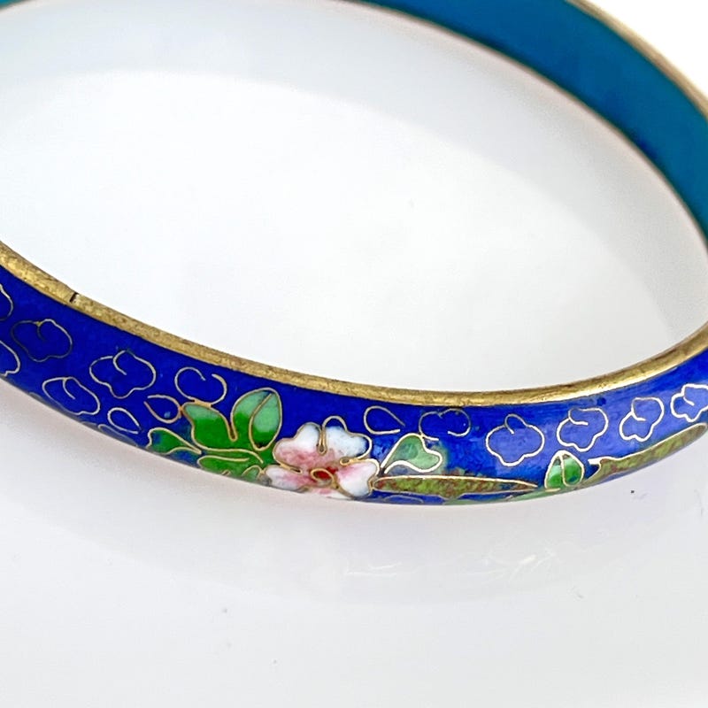 Flower Bangle Dark Blue - Etsy