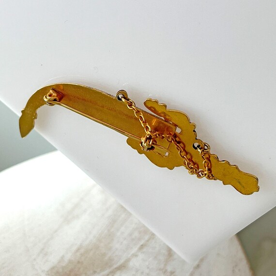 Vintage Damascene Scimitar Removable Sword Brooch Pin - Gem