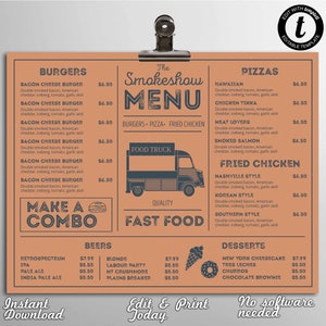Food Menu Template MS Word Template Printable Restaurant - Etsy Hong Kong