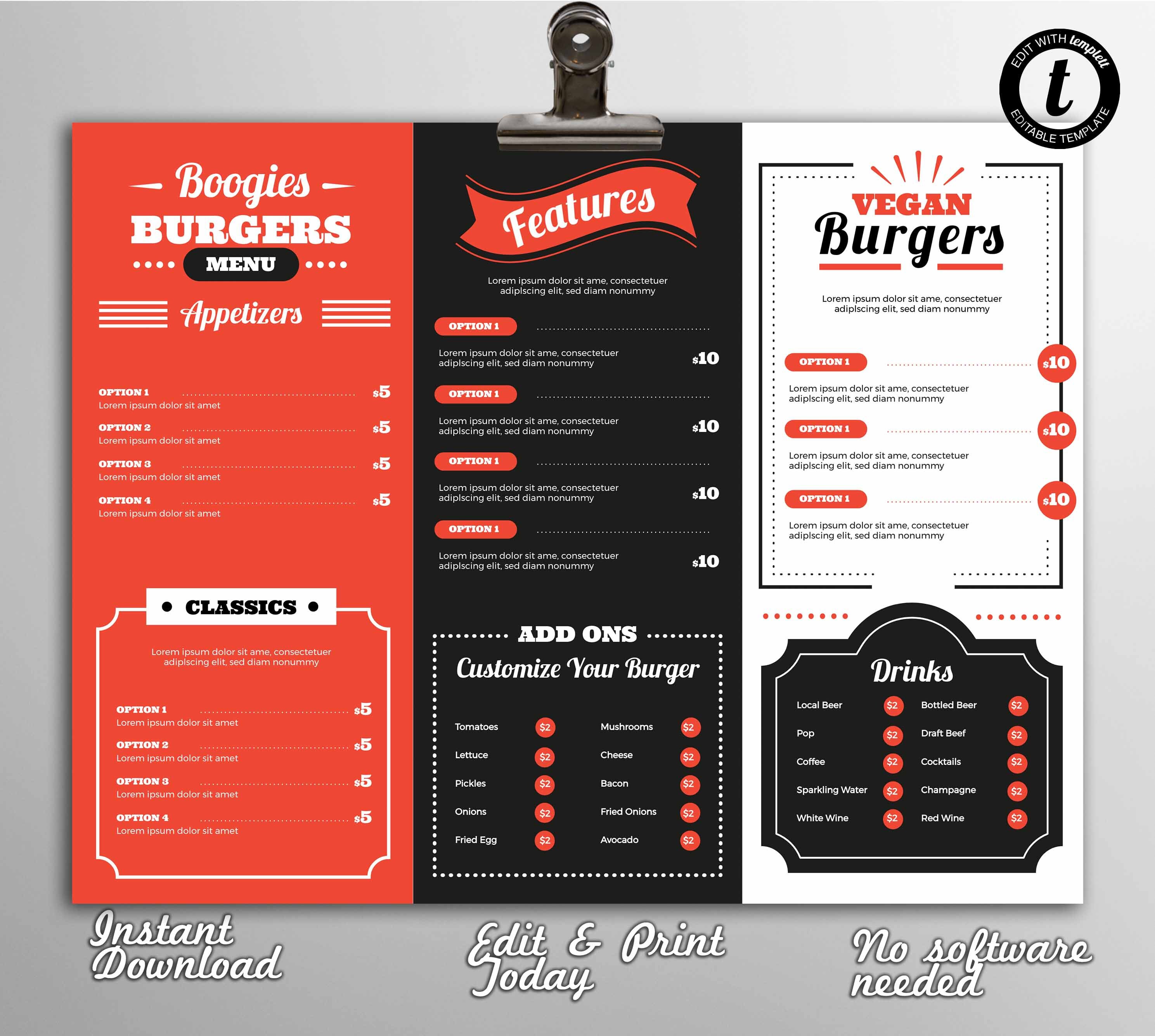 Fast Food Menu Template, Burger Restaurant Menu Template, Fast Food ...