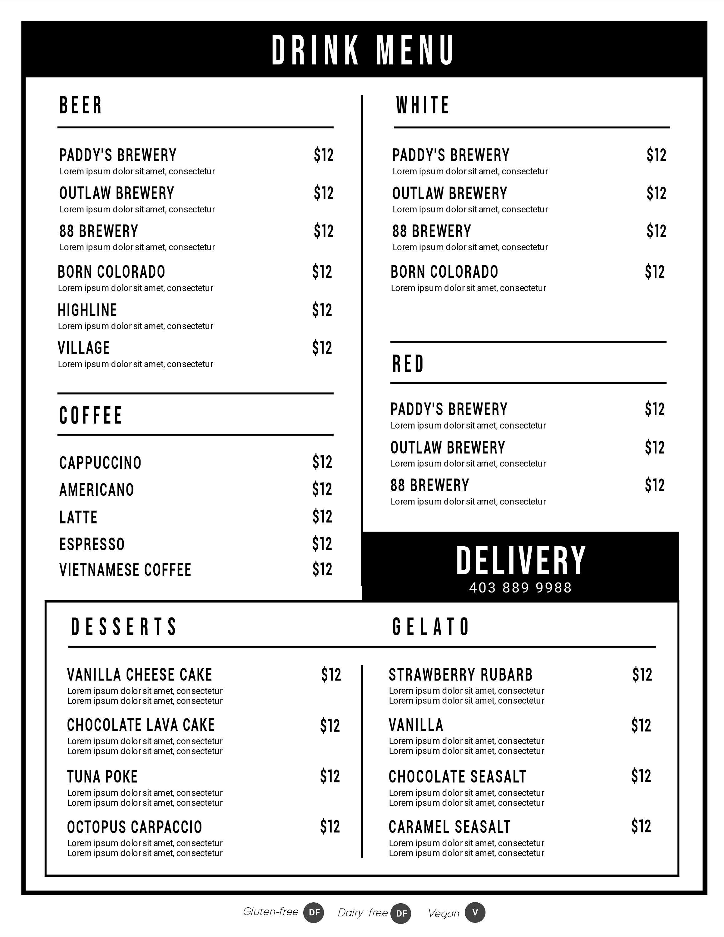 Simple Restaurant Menu Template, Restaurant Food Menu Template, Simple ...
