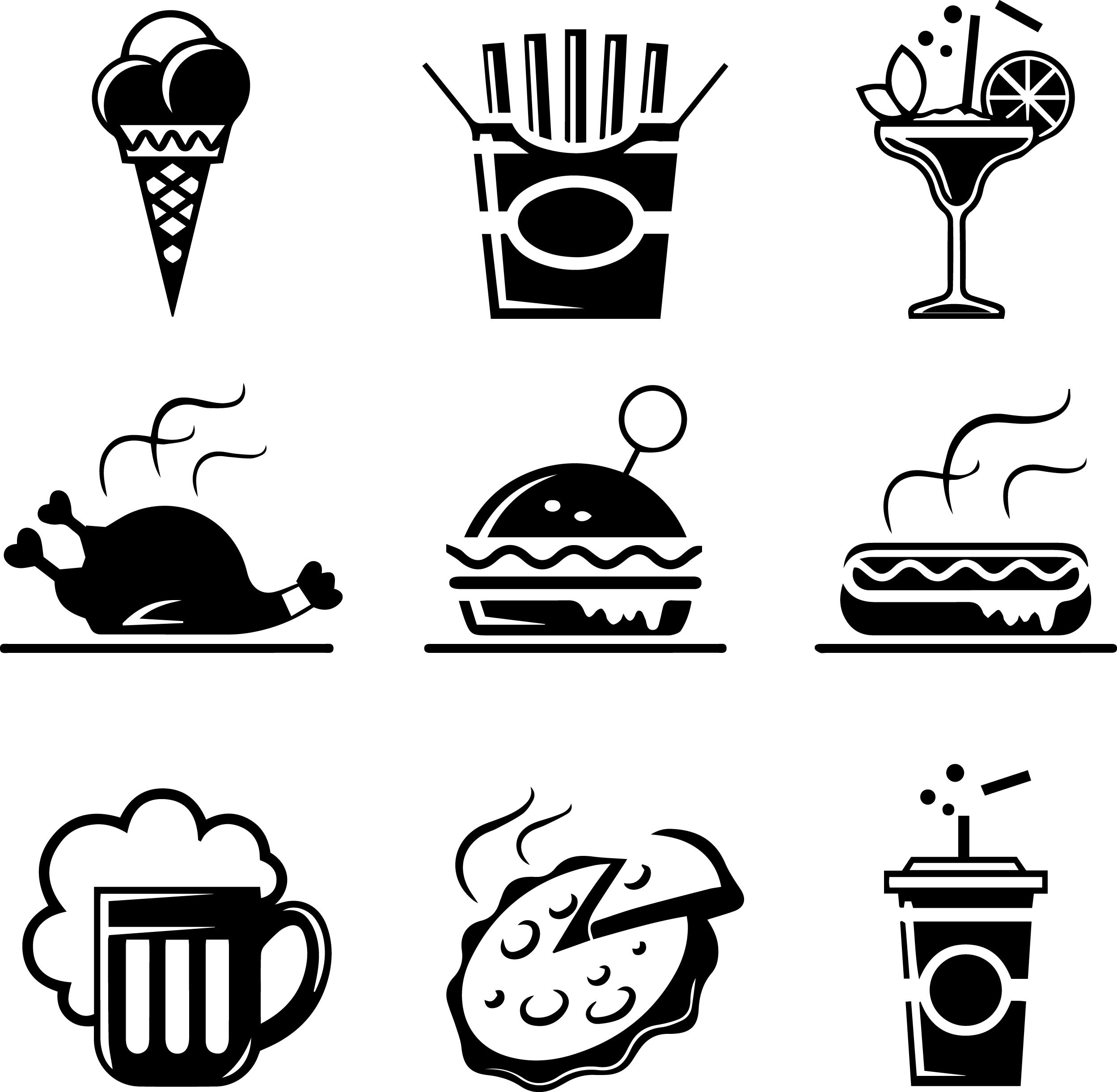 Fast Food Icons SVG, Fast Food Graphics, Fast Food Graphic Design Set ...