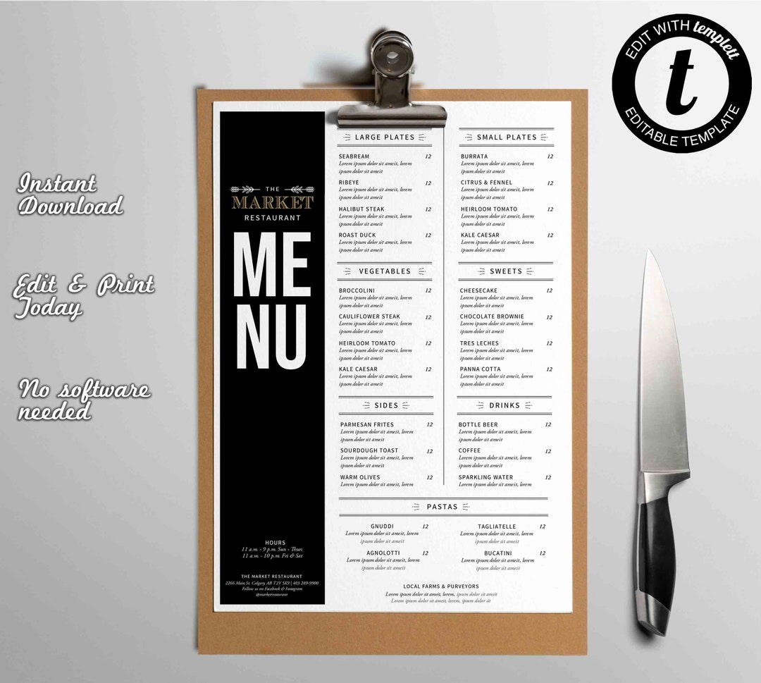 Modelo de menu de restaurante simples e moderno, modelo de menu moderno ...