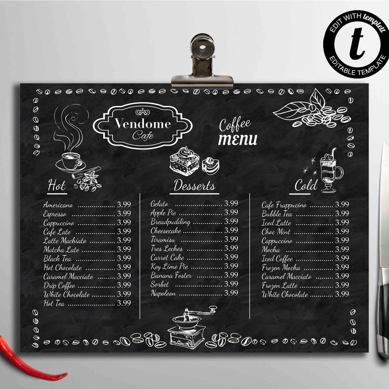 Menu Chalkboard - Etsy