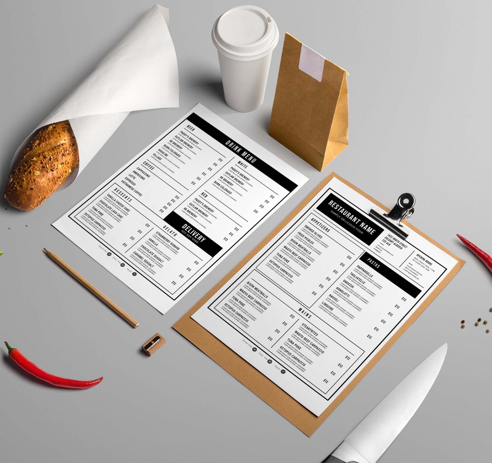 Simple Restaurant Menu Template, Restaurant Food Menu Template, Simple ...