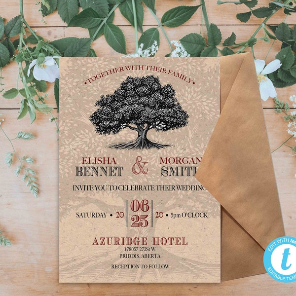 Oak Tree Wedding Invitation - Etsy