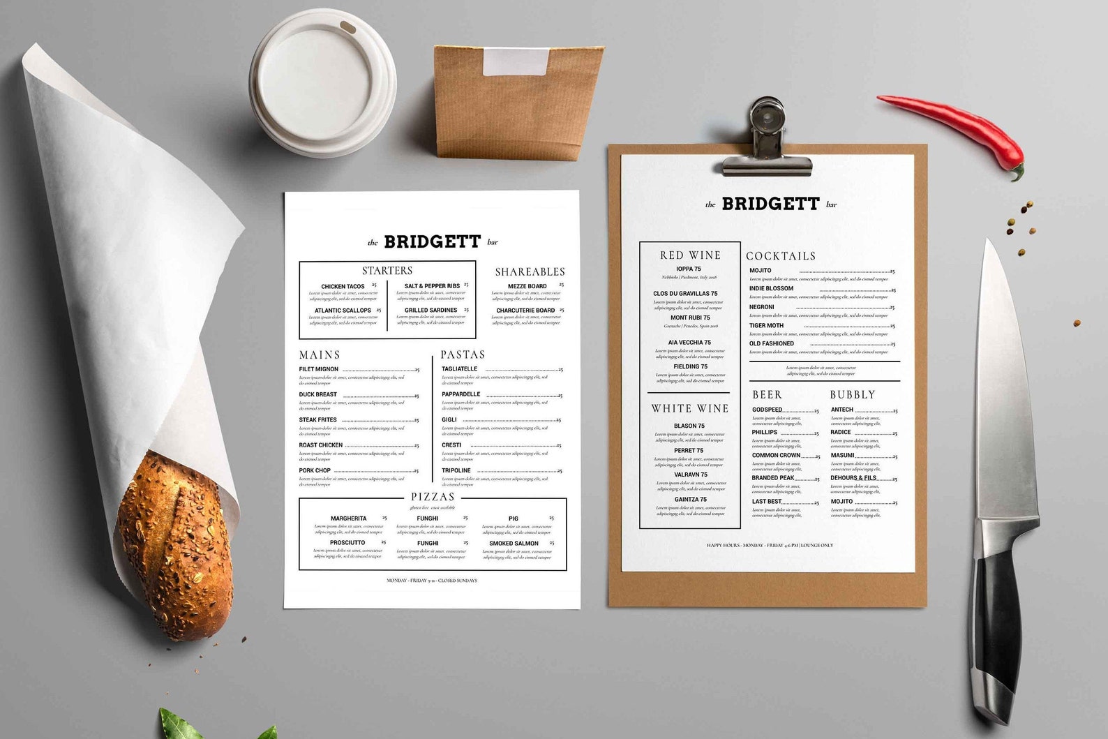 Restaurant Food Menu Template, Classic Menu Template, Modern Food Menu ...
