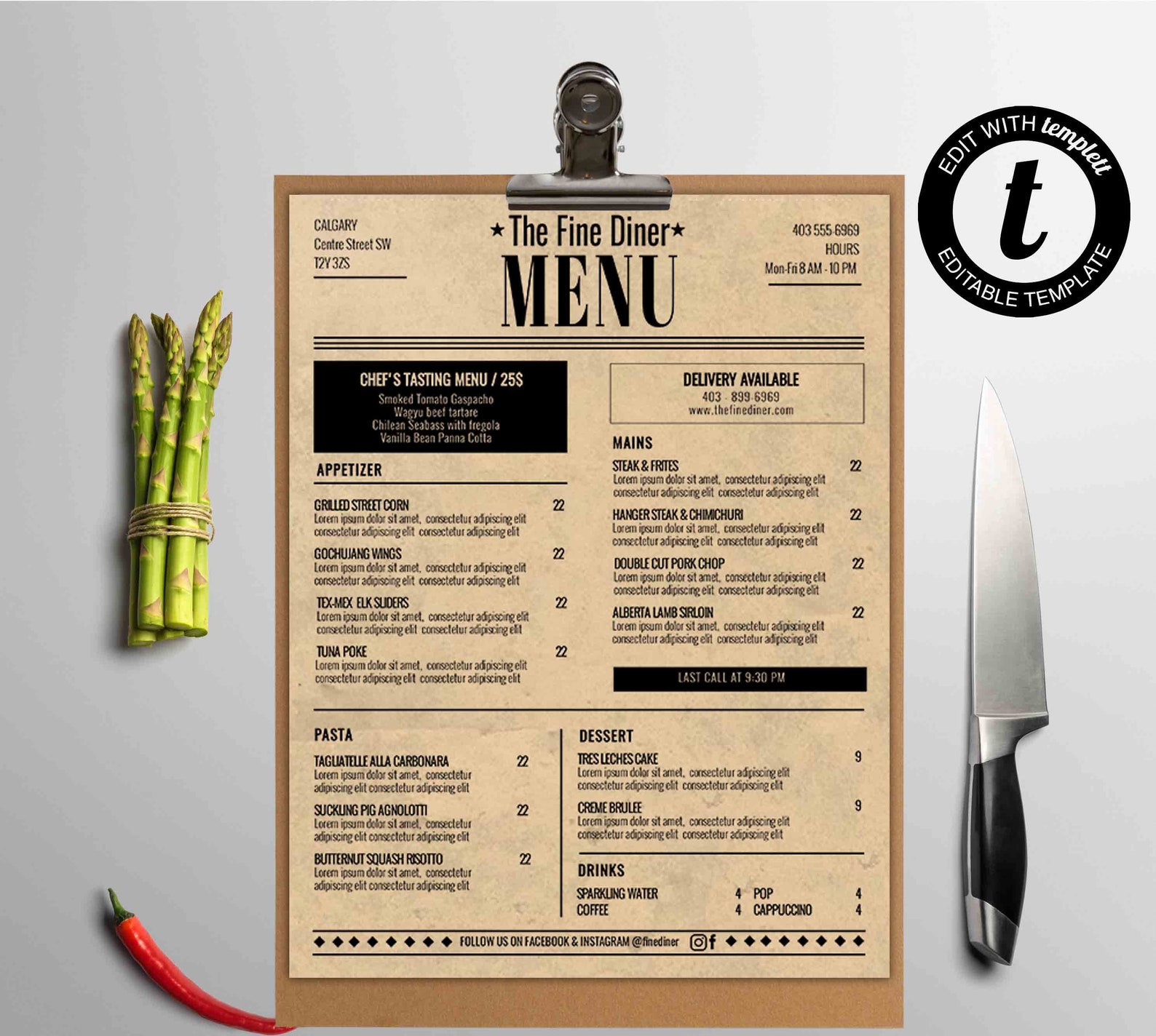 Simple Modern Menu Template, Simple Modern Restaurant Menu Template ...