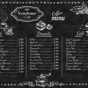 Chalkboard Style Cafe Menu Template, Cafe Menu Template, DIY Menu ...
