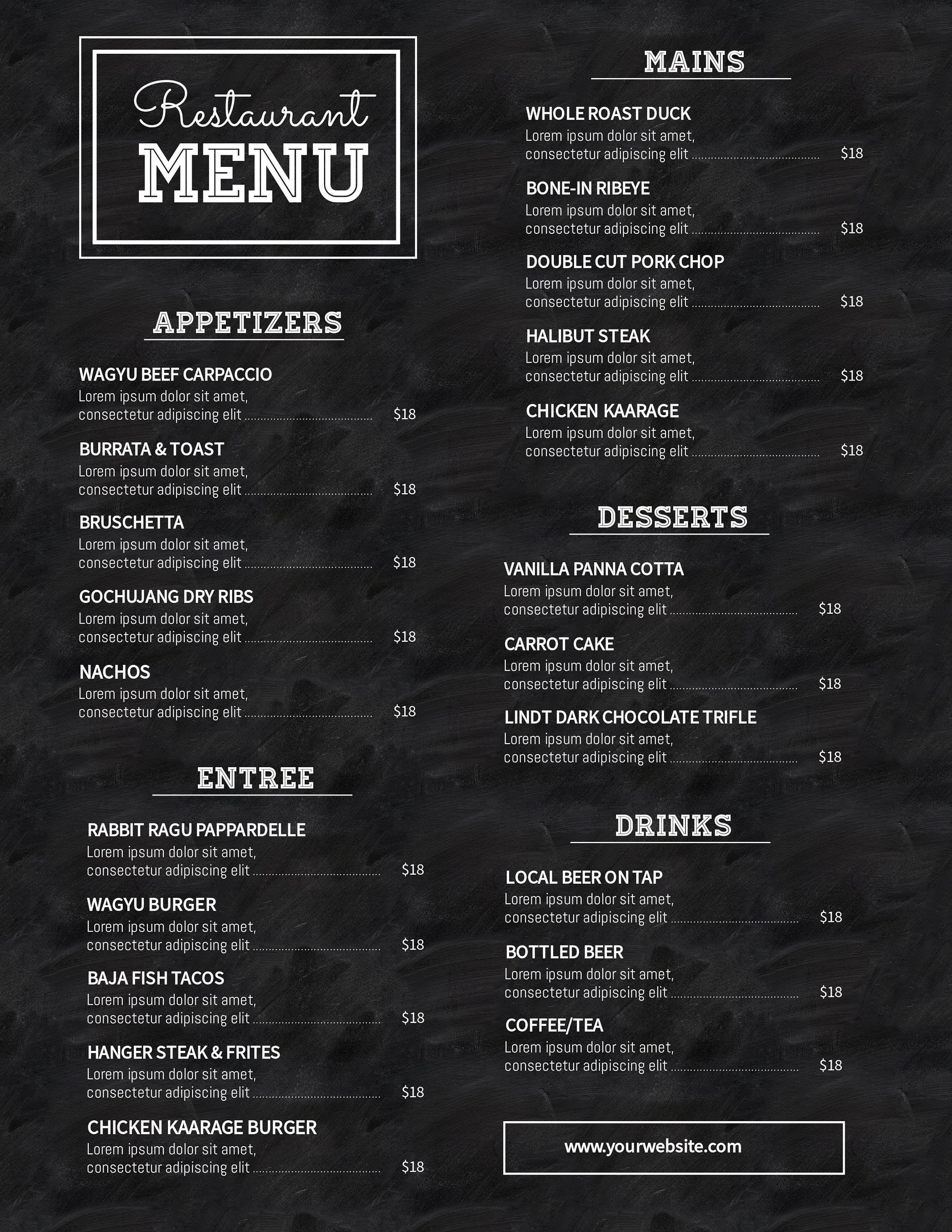 Chalkboard Menu Template Chalkboard Menu Design DIY - Etsy