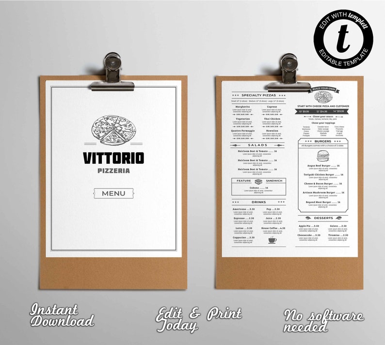 Fast Casual Restaurant Menu Template, Casual Restaurant Food Menu ...