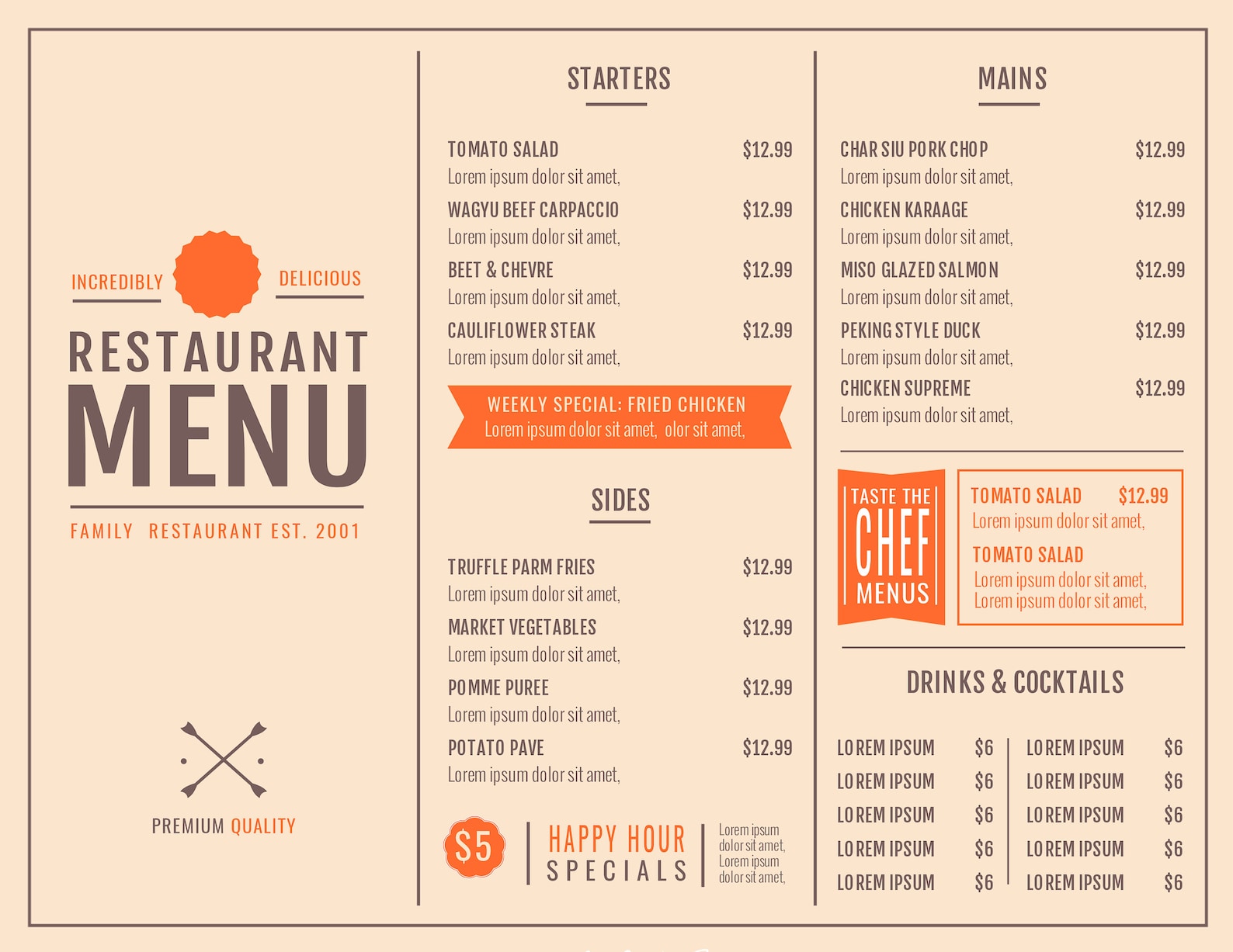 Retro Style Restaurant Menu Template, Simple Retro Menu Template ...